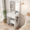 Leavader Vanity Table with Mirror & Adjustable LED Lights, Power Outlet ...
