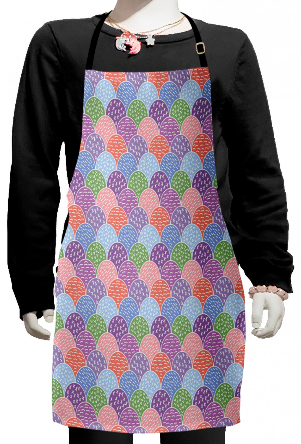 Abstract Kids Apron, Continuous Circular Elements Hand Drawn Round ...