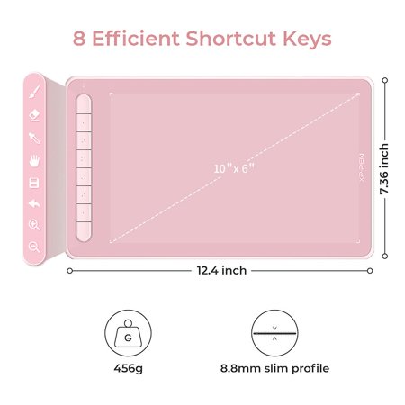 Xp-pen Deco Lw (pink) Bluetooth Wireless Pen Tablet Drawing Writing ...