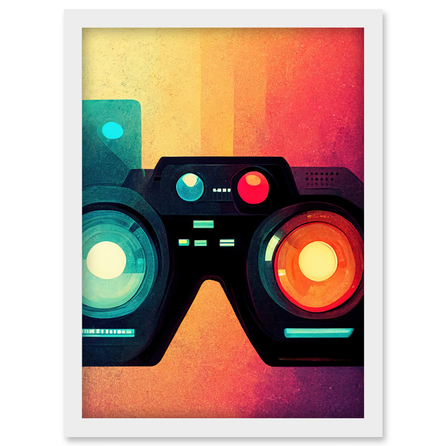 Rainbow Retro Goggle Headset 3D Tech Futuristic Gadget Artwork Framed ...