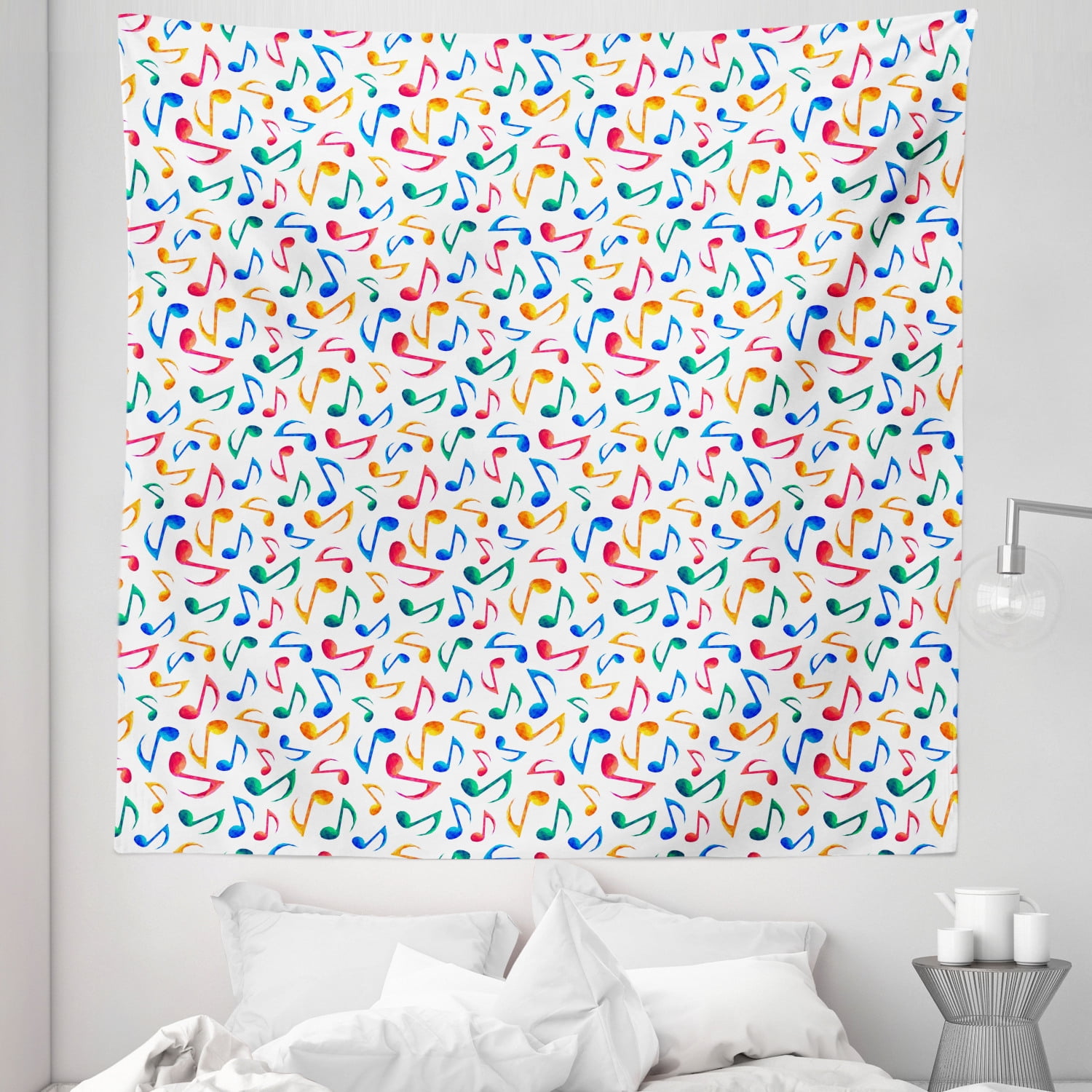 Music Tapestry, Musical Notes Melody Beats Watercolor Radio Rhythm ...