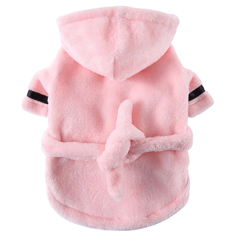 Puppy robe Dog dry towel robe with hood and belt, easy to wear ...