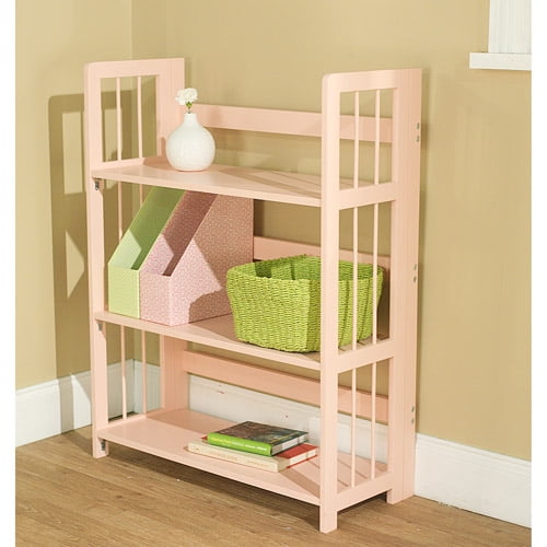 3-tier Folding Bookcase, Pink - Walmart.com 3-tier Folding Bookcase, Pink - Walmart.com