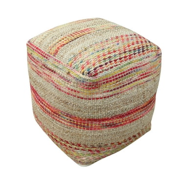 GDF Studio Kemp Handcrafted Boho Fabric Cube Pouf, Multi-Colored ...
