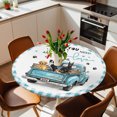 Cartoon Animals Round Fitted Tablecloth with Elastic Edged, Cute Dogs ...