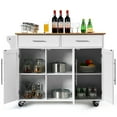 Costway Kitchen Island Trolley Cart Wood Top Rolling Storage Cabinet w ...