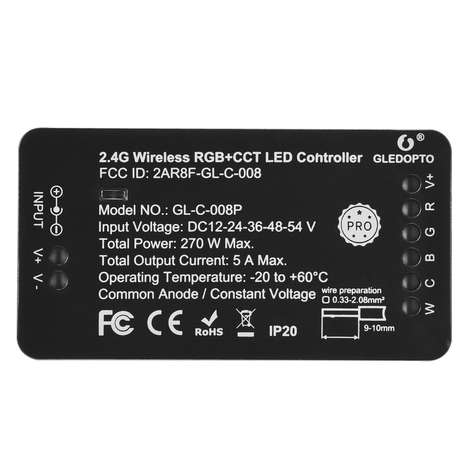GL C 008P LED Strip Controller Adjustable RGBCCT LED Strip Controller