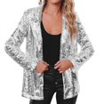 DFEK Women's Sparkling Sequin Long Sleeve Party Jacket Shiny Lapel ...