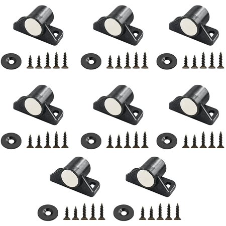 Cabinet Door Magnets, Magnetic Door Catch 8 Pack Metal Black Door ...