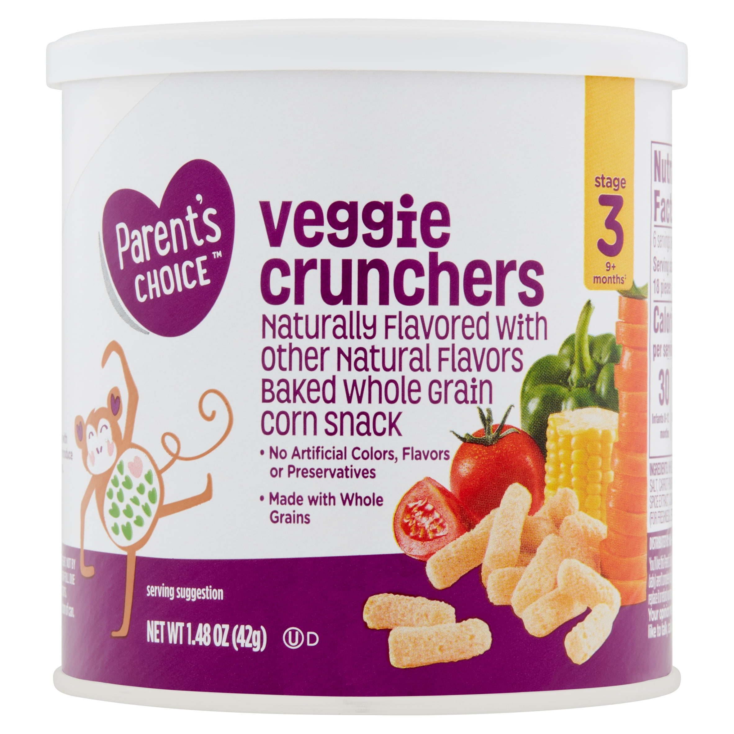 Parent's Choice Stage 3, Veggie Baby Snack, 1.48 oz Canister – Walmart ...