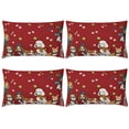 Cartoon Puppy Pillow Covers Set of 4, Dag Paw Print Bone Balls Brown ...