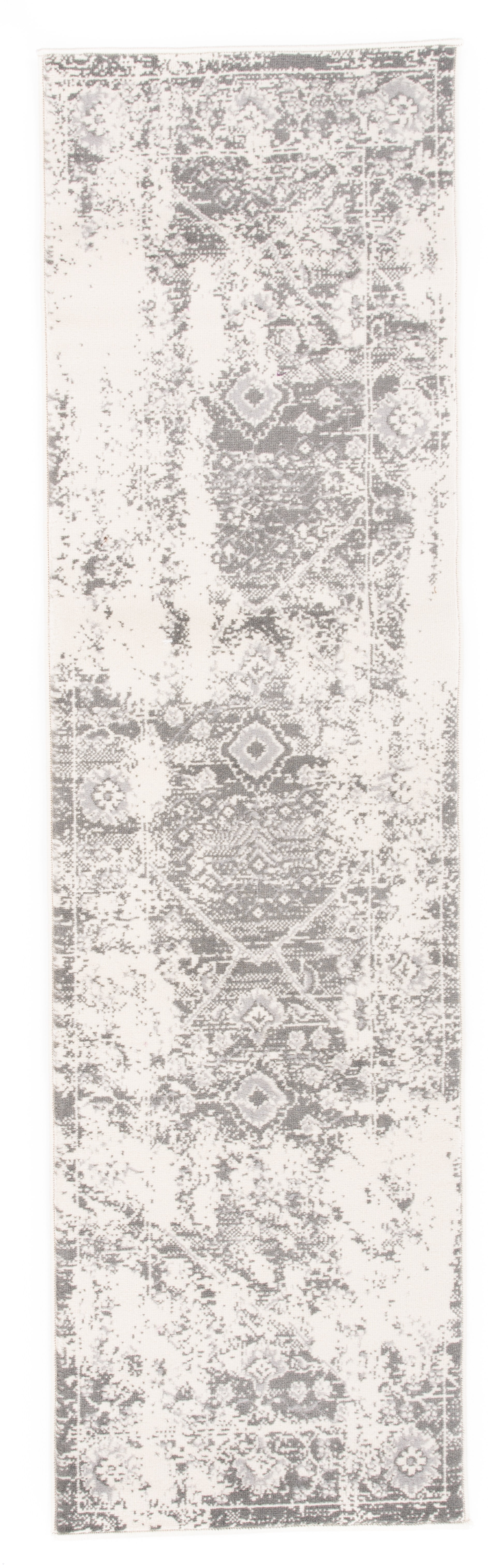 Distressed Oriental Border Runner Rug 2' x 7' Gray - Walmart.com