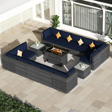 RADIATA 15 Piece Luxury Patio Furniture Sofa Set with Natural Gas ...