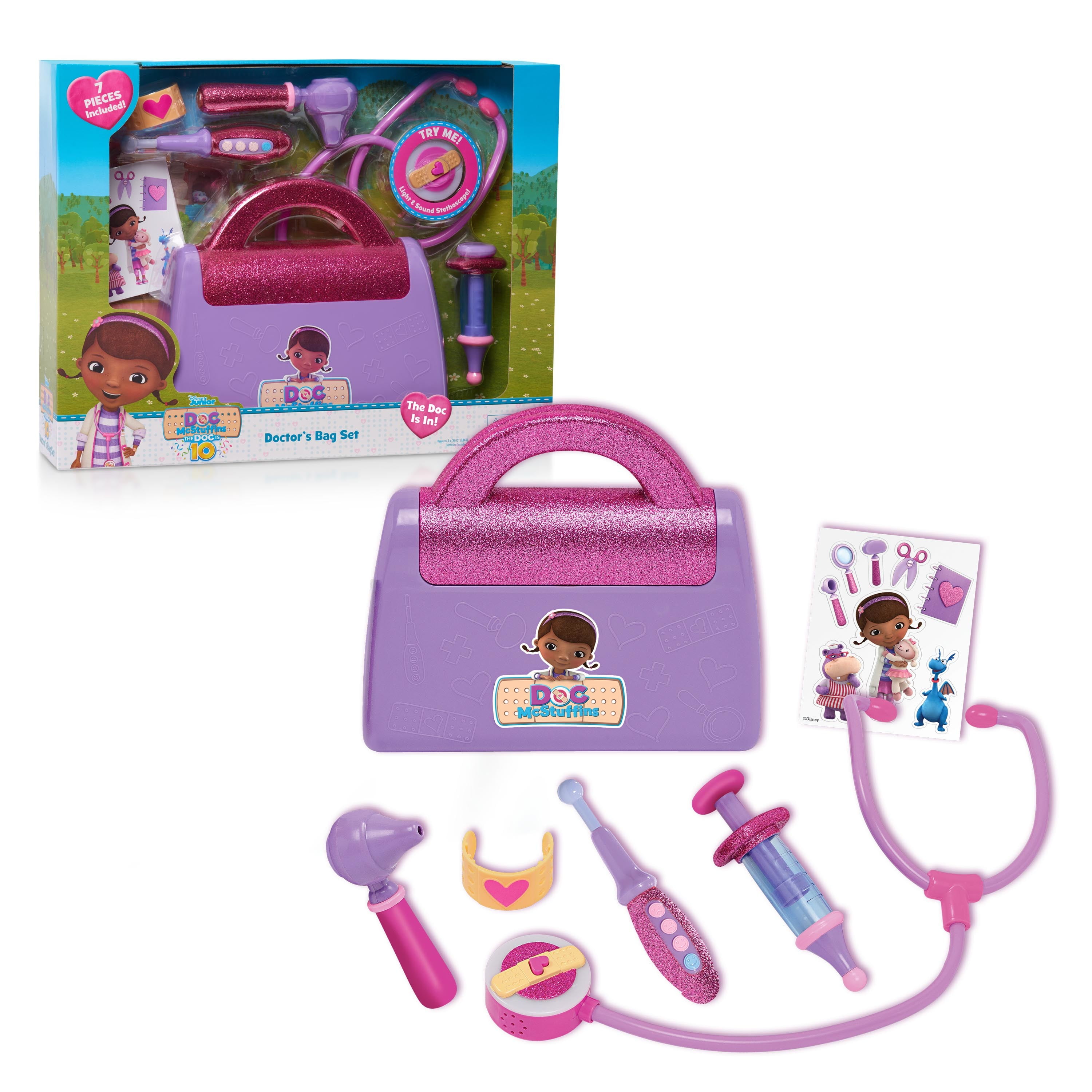 Disney Junior Doc McStuffins Doctor's Bag Set, 7-pieces, Pretend Play ...