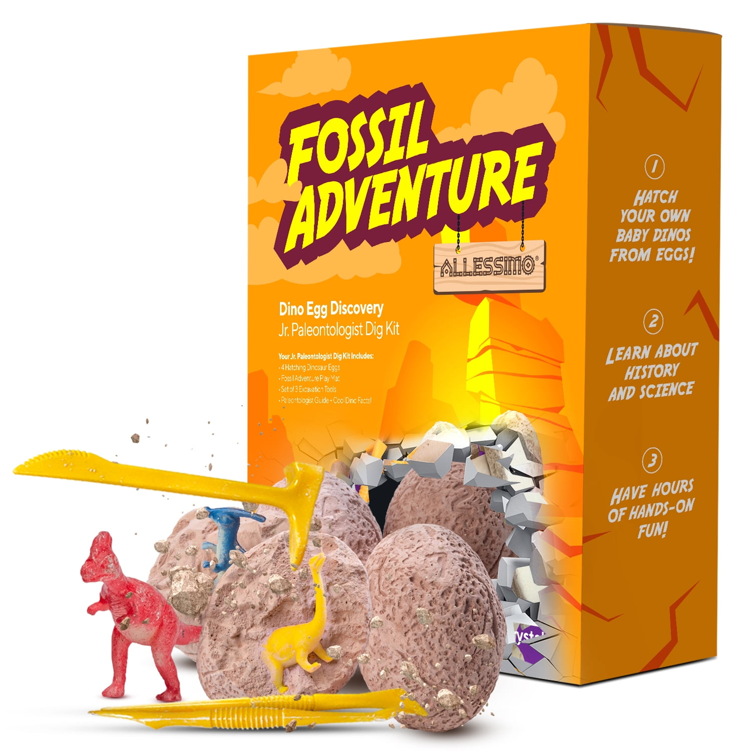 Allessimo Fossil Adventure - Dino Egg Discovery Jr. Paleontologist Dig ...