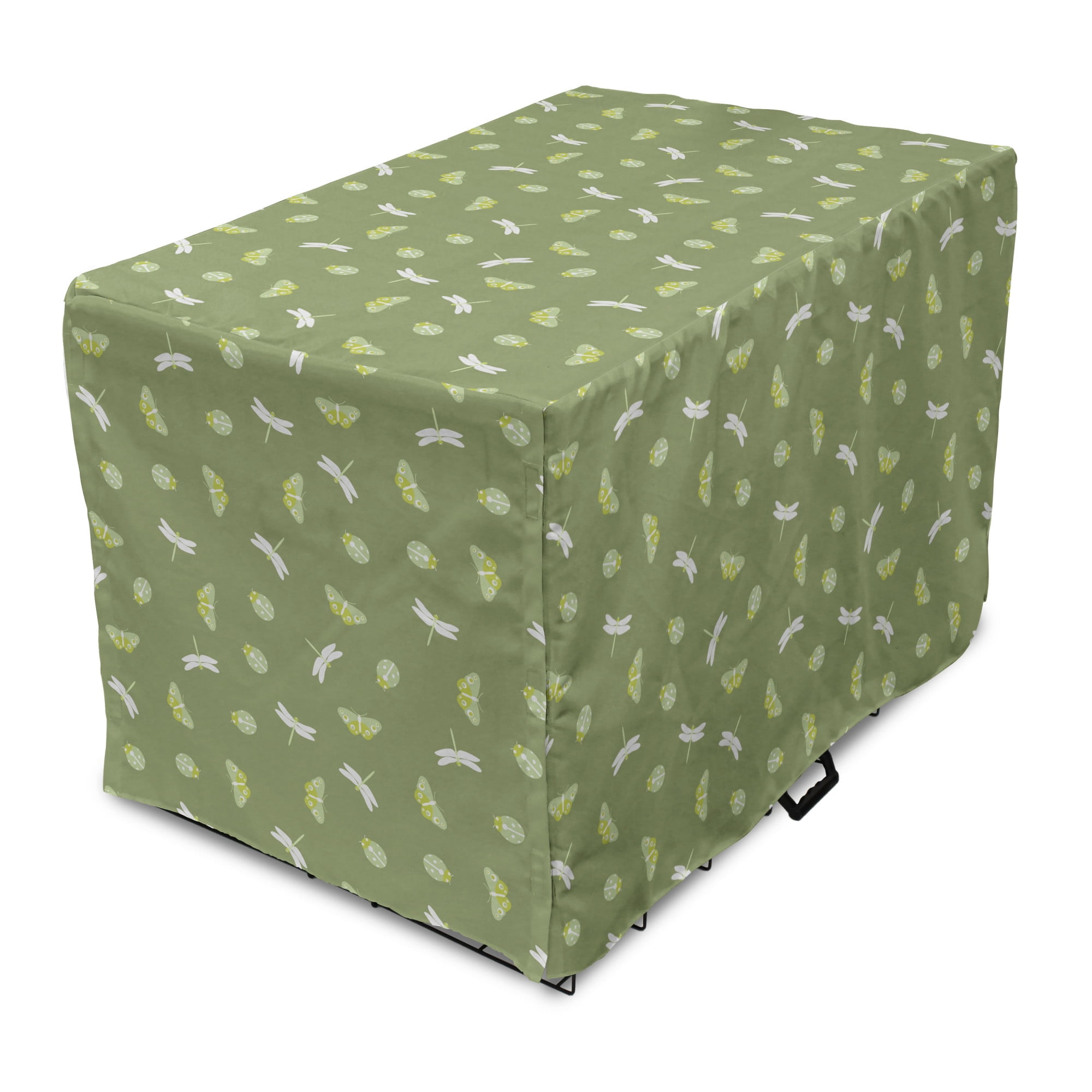Dragonfly Dog Crate Cover, Continuous Pattern Insects Vintage Natural ...