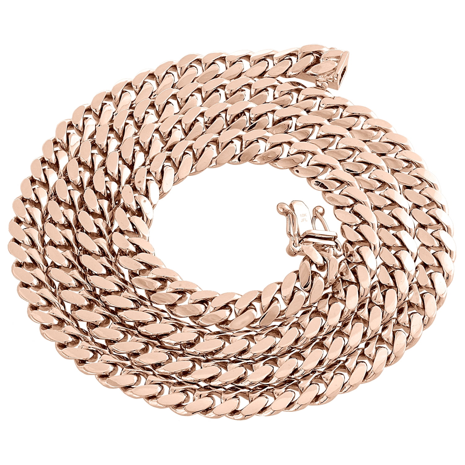 10K Rose Gold Solid Miami Cuban Link Chain 8mm Box Clasp Necklace 24 ...