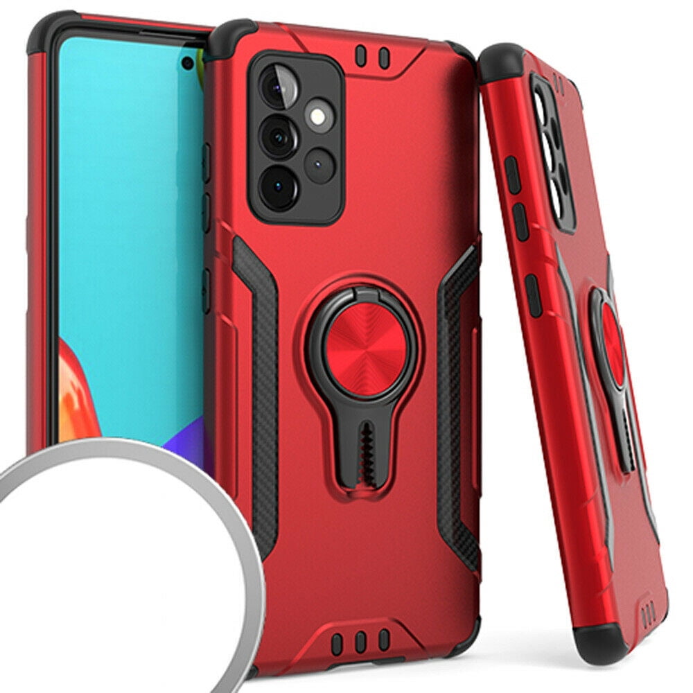 Kaleidio Case For Samsung Galaxy A52 5G [Combat Armor] 2-Piece Shockproof [Magnetic Ring Stand ...