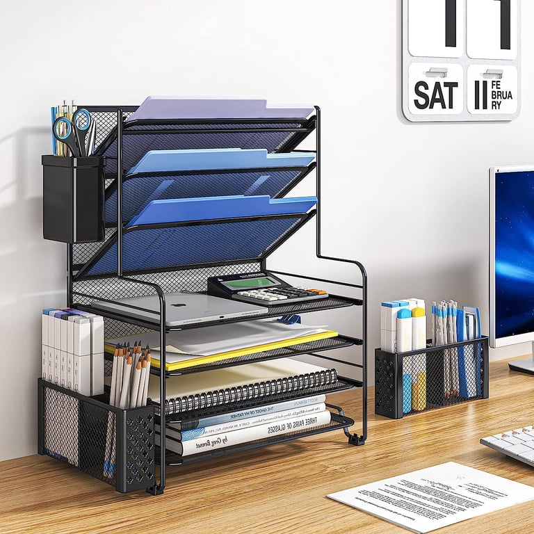 Desktop Document Storage 5 Tier Metal Mesh Desk Organizer - File Letter ...