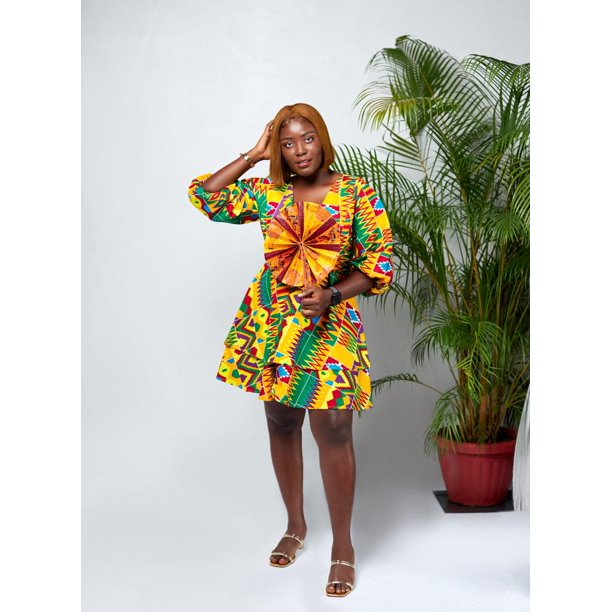 Ewurama African Kente Midi Dress