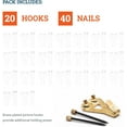 Picture Hang Solutions, Brass Picture Hooks, 50-lb Capacity, 20 Pieces ...