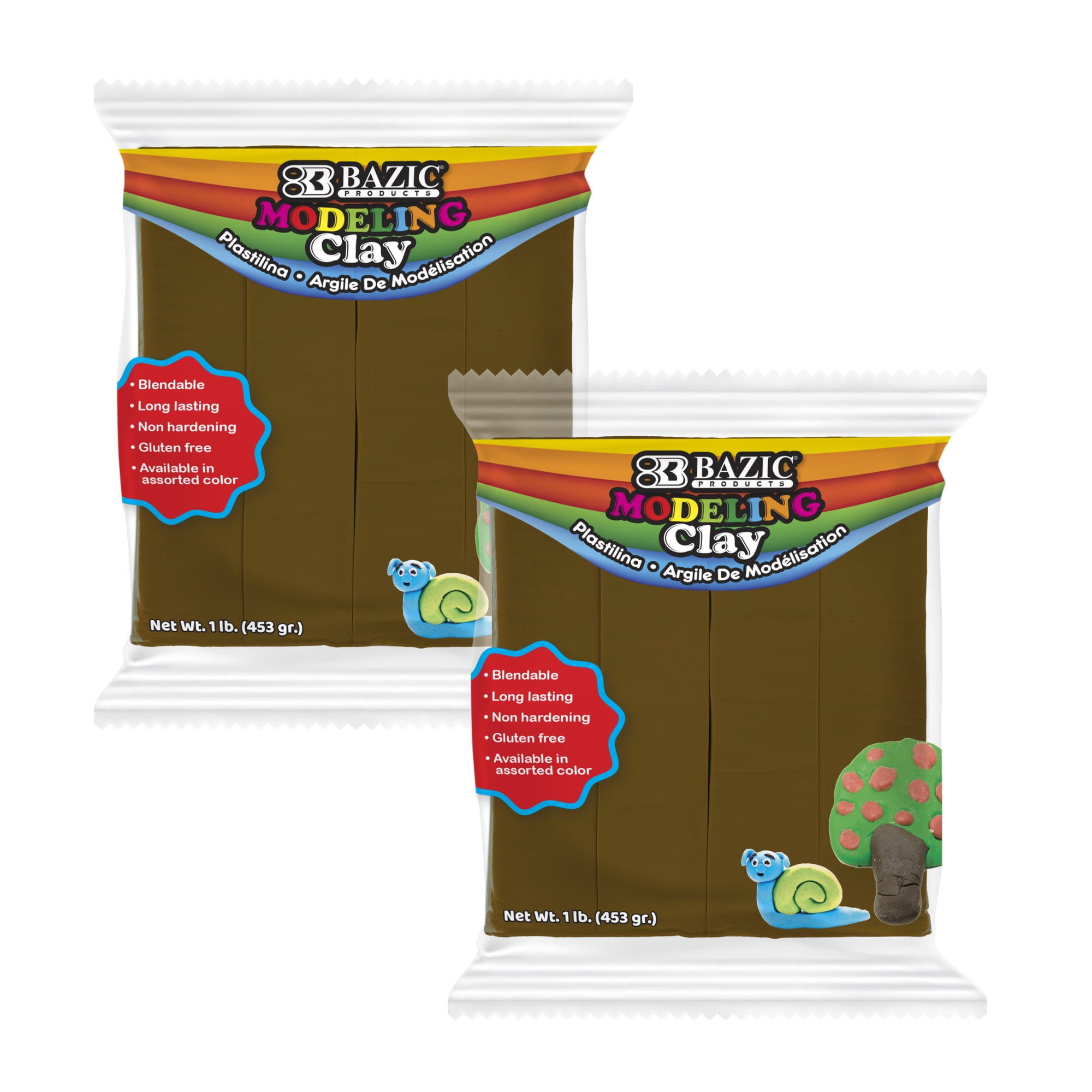 BAZIC Modeling Clay Brown Color 1 LB, Non Toxic Dough for Crafting, 2 ...
