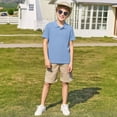 Byoo Tween Boys Textured Knit Polo Shirt Solid Short Sleeve Casual T ...