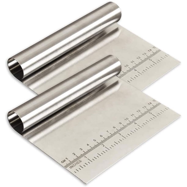 SHENMO Set of 2 Stainless Steel Dough Scraper with Measuring Scale ...