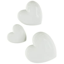 DecMode White Ceramic Slanted Heart Wall Decor with Varying Sizes (3 ...