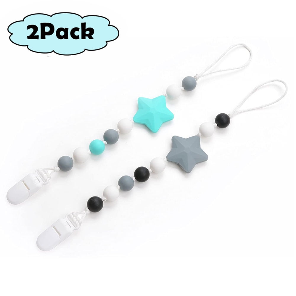 LNGOOR 2Pcs Pacifier Clip for Boys Baby Girls Silicone Pacifier Holder ...