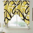 Abstract Wave Line Swag Curtain Valance for Window 2 Panels Black White ...