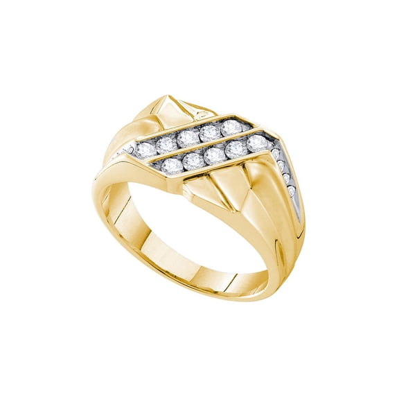 Diamond Princess 14kt Yellow Gold Mens Round Diamond Square Cluster ...