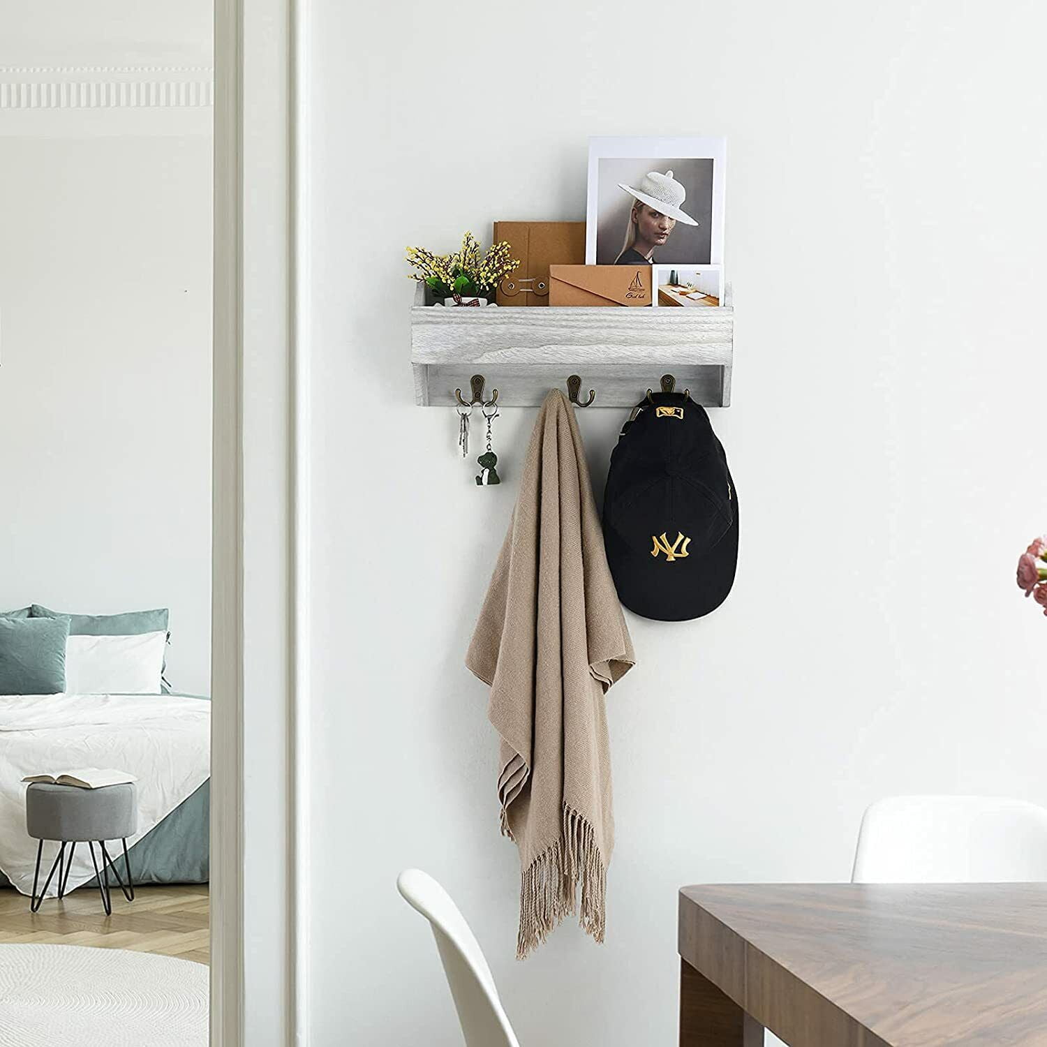 Wall Mounted Mail Organizer with Hooks Home Decor for Entryroom ...