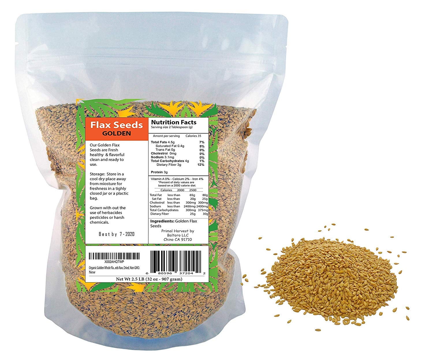 Organic Golden Whole Flax Seeds, Dried, Non GMO. (10 LB) - Walmart.com