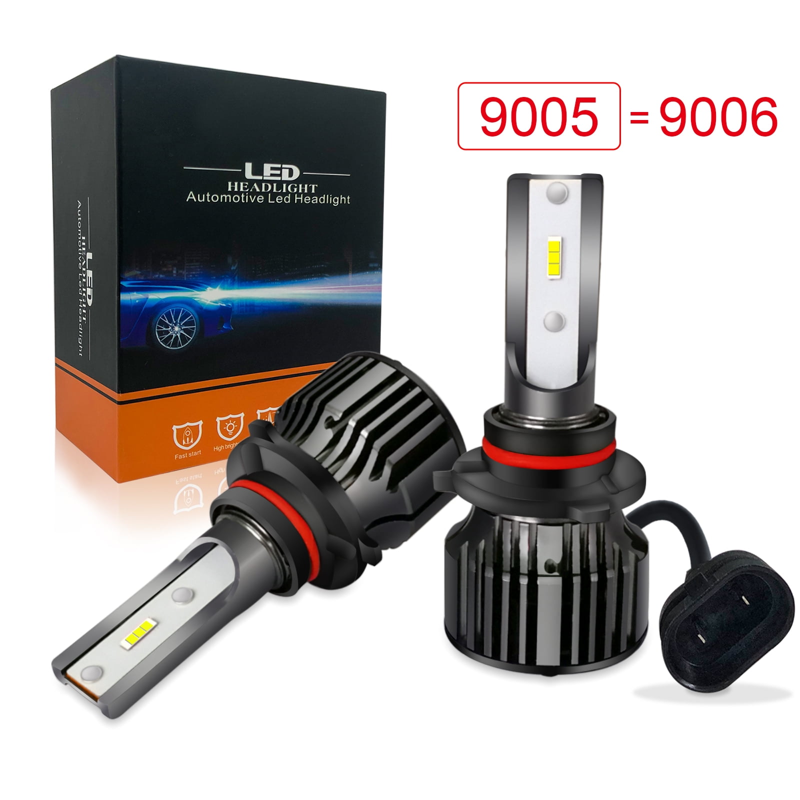 Bauma Auto 9005/HB3 LED Headlight Bulbs Conversion Kit, 60W 6500K Cool ...