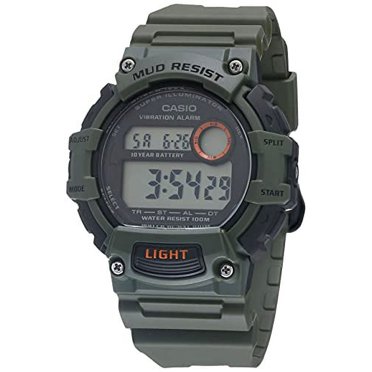 Casio Men's Classic Digital Mud Resistant 100m Khaki Resin Watch ...