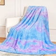 Cozy Tie-Dye Polyester Plush Blanket - Vibrant Blue & Purple Swirl ...