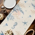 Fall Ocean Theme Table Runner, Harvest Blue Pumpkins Starfish Coral ...