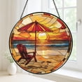 Beach Sunset Stained Glass Suncatcher Window Hanging, Adirondack Chair ...