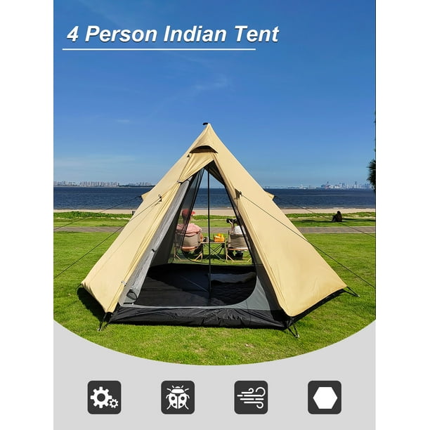 4 Person Tents for Camping Double Layers Waterproof Pyramid Tent Hiking Teepee Backpacking Tents ...