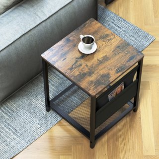 Home Square 2-Shelf Coastal Rattan & Rope Side Table in White - Set of ...