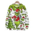 Hajwoh Grinch Sweatshirts For Women Plus Size Ugly Christmas Sweater Knit Long Sleeve Crewneck