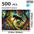 A horizontal 500 - piece paper puzzle. Theme "Leaping Panther". 2D flat ...