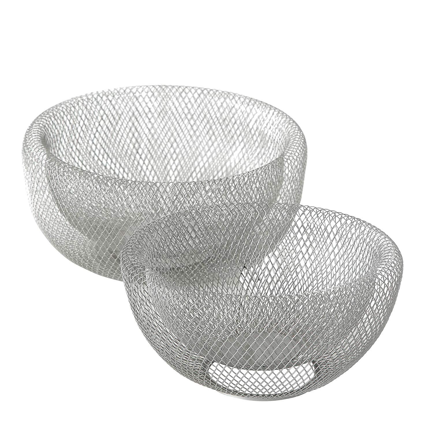 Iconic Modern Wire Mesh Fruit Bowls, Set of 2, Art Museum Style, Zinc ...