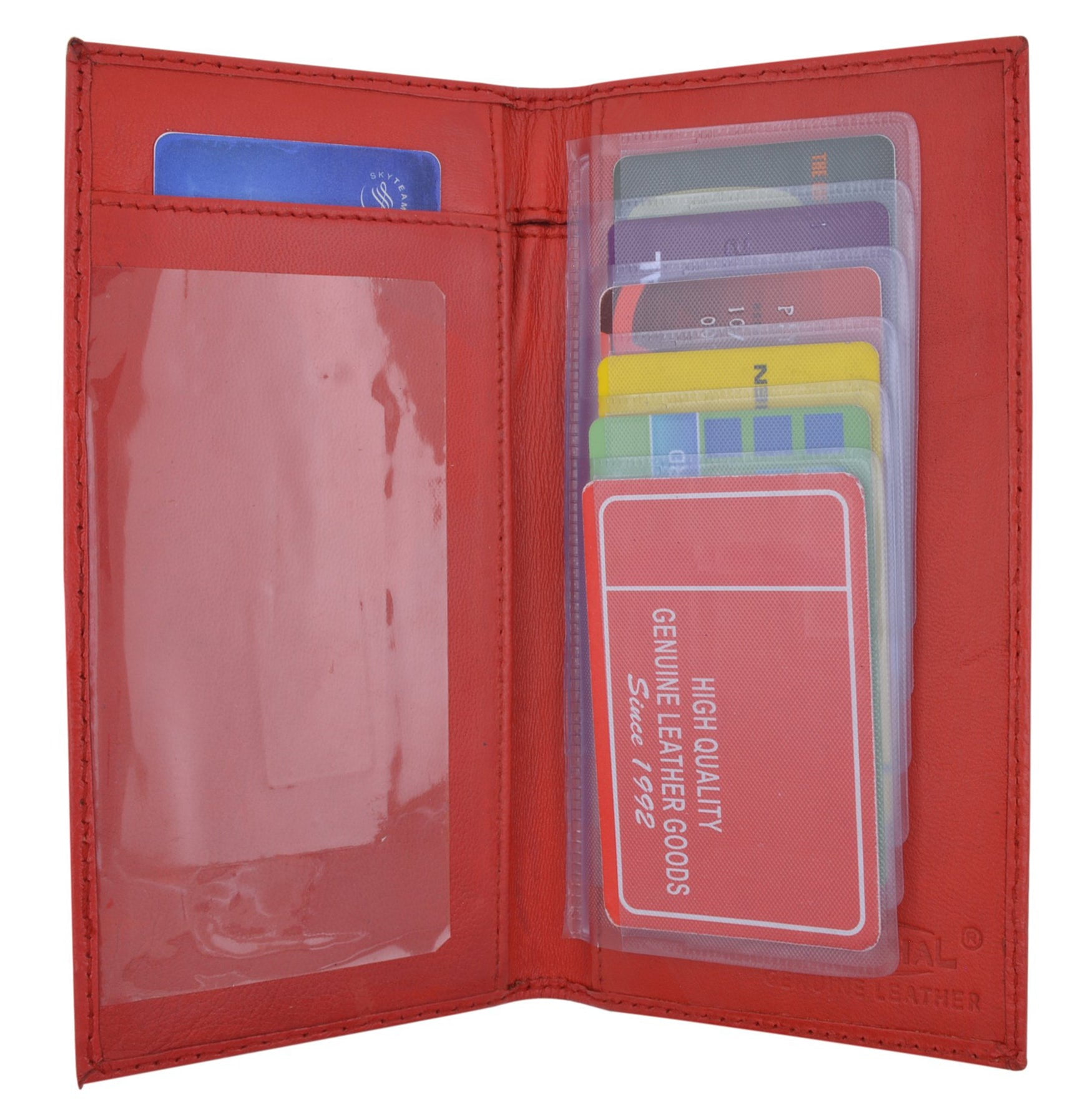 Genuine Leather Standard Plain Checkbook Cover Long Wallet Men Women ...