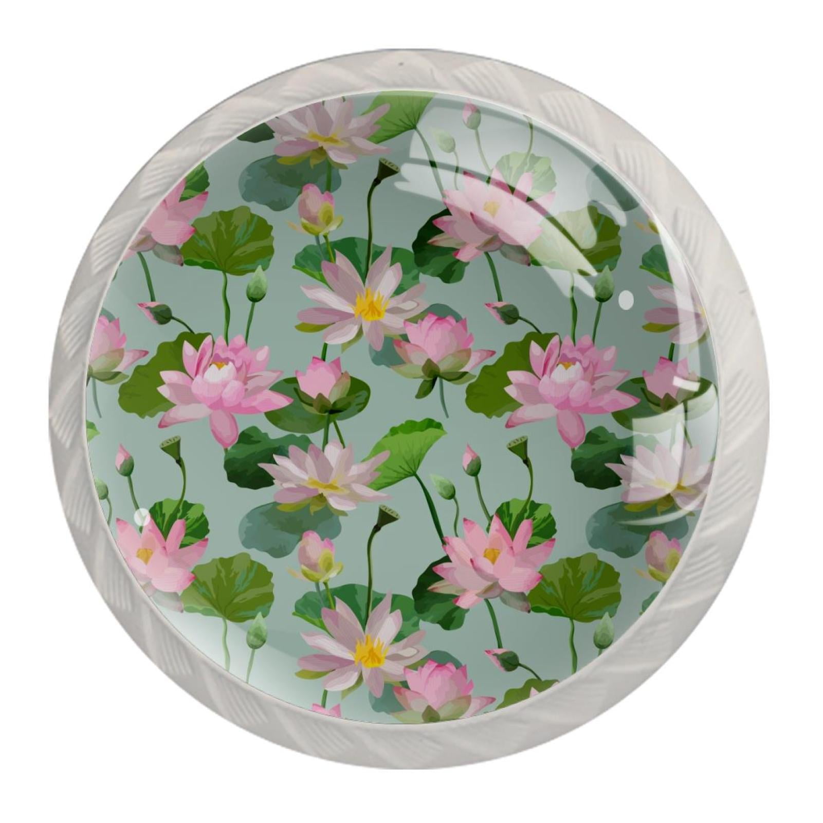 4 Pcs Summer Fresh Lotus Knobs for Kitchen Cabinet Cupboard Dresser ...