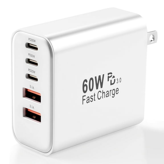 LINYAN-USB C Fast Wall Charger Block, 2Pack 60W USBC Charging Cubes, 5 ...