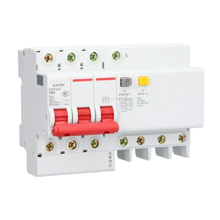 C63 Miniature Circuit Breaker, AC 400V Leakage Protection 3P+N Circuits Breakers 63A 6kA ...
