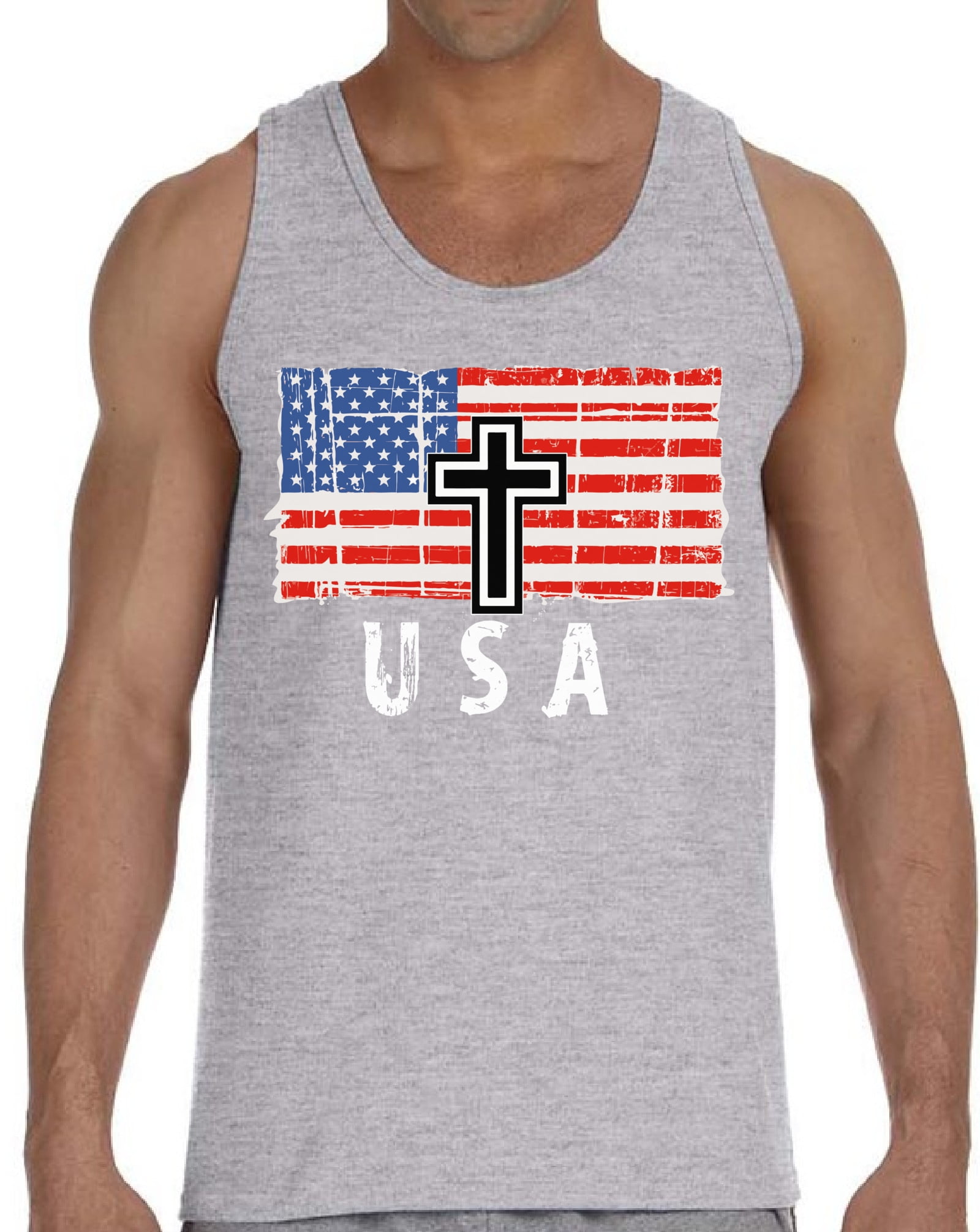 Happy Independence Day Tank Top for Men - 4th of July Cross USA Graphic ...