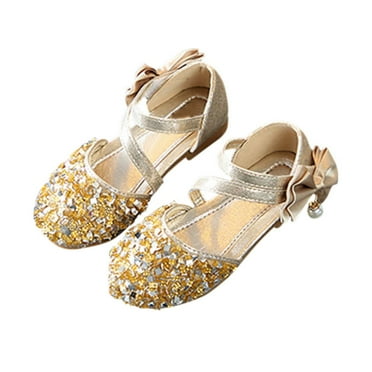 Felix & Flora Girls Gold Dress Shoes Mary Jane Ballet Flats Party ...